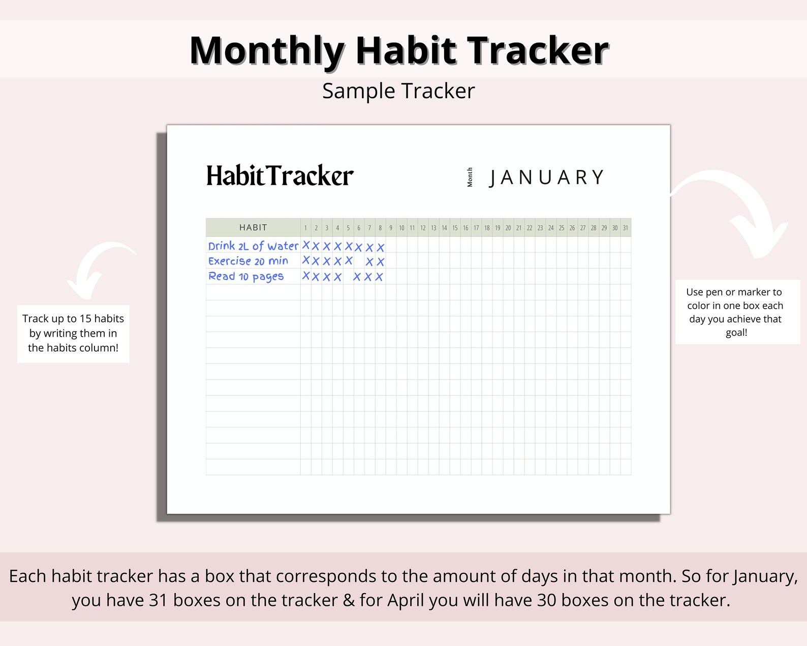Daily Habit Tracker Printable Printable Habit Tracker - Etsy UK