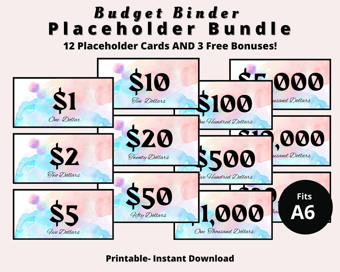 PRINTABLE Money Placeholders for A6 Budget Binders, A6 Cash Envelope ...