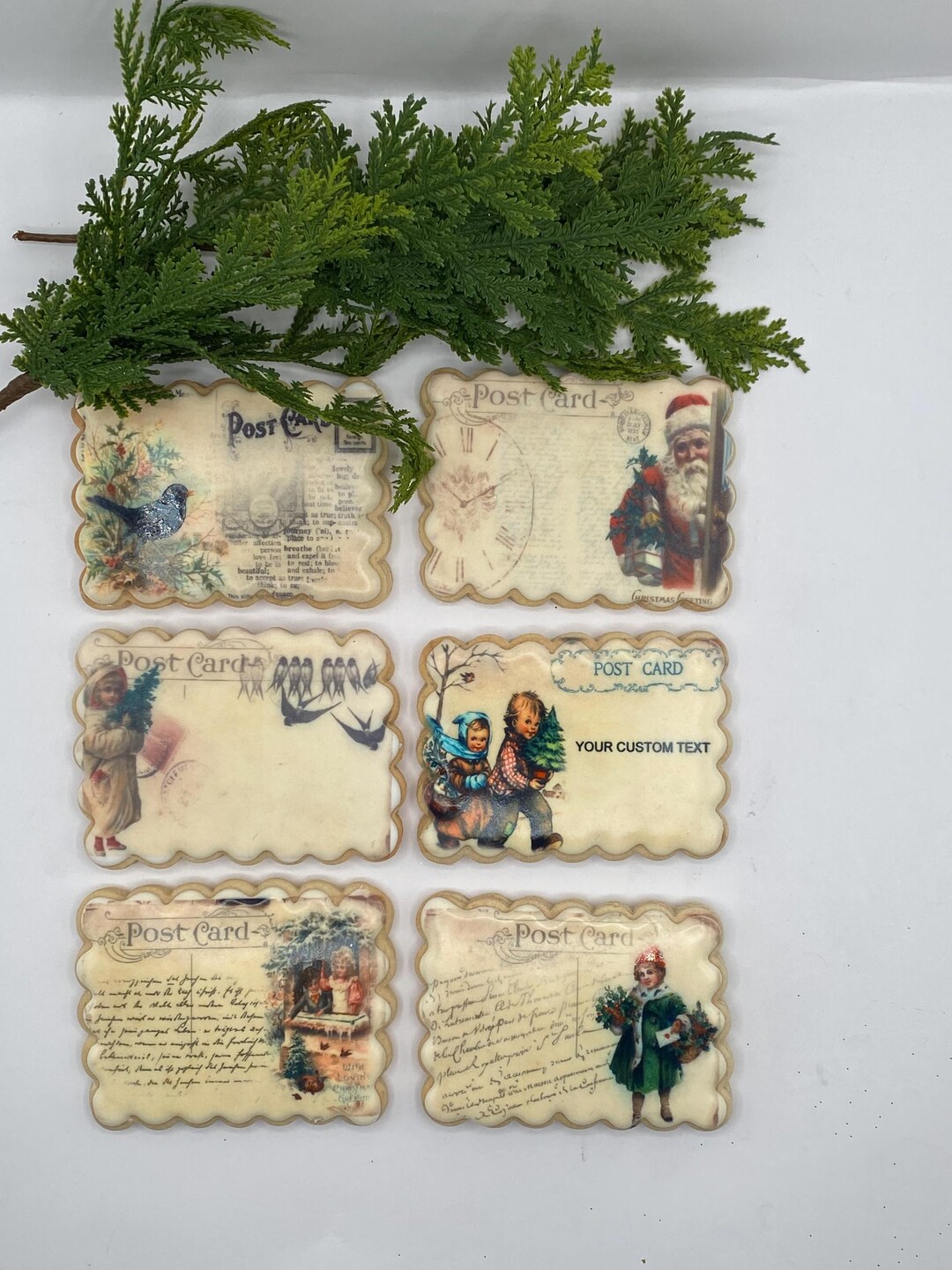 Vintage Christmas Postcard Cookies - Customizable - Etsy