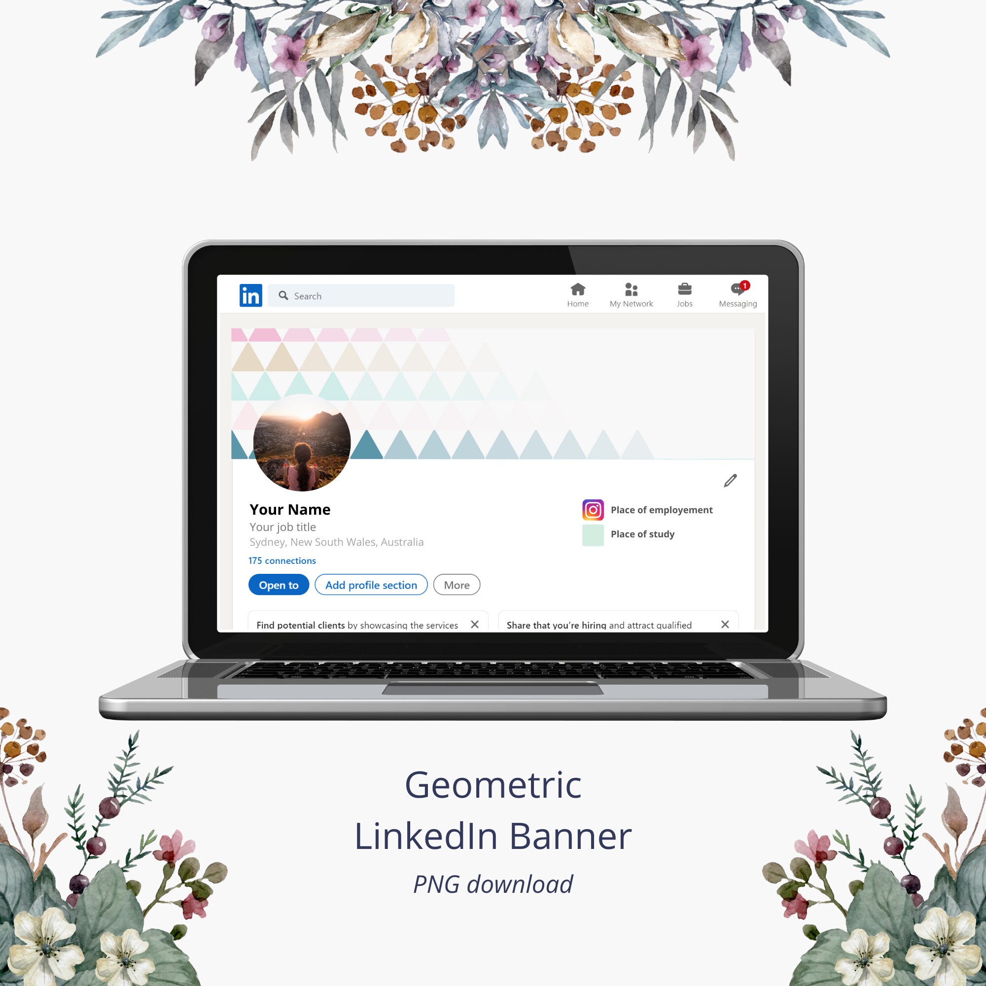 Geometric Linkedin Banner - Etsy