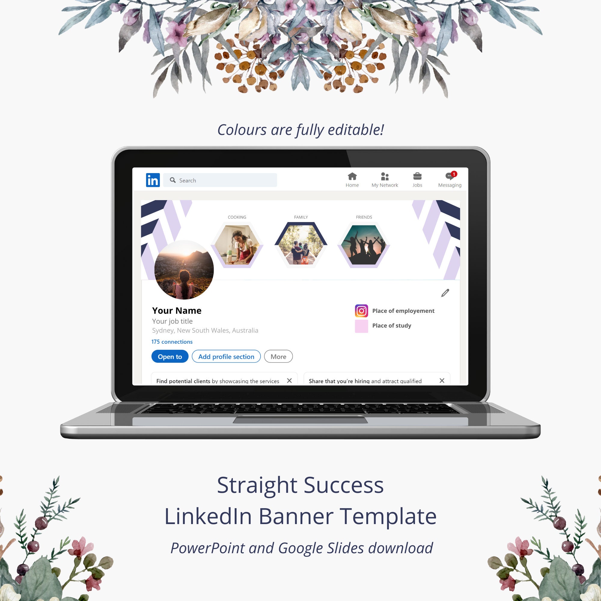 Straight Success Linkedin Banner - Colour Customisable! - Etsy