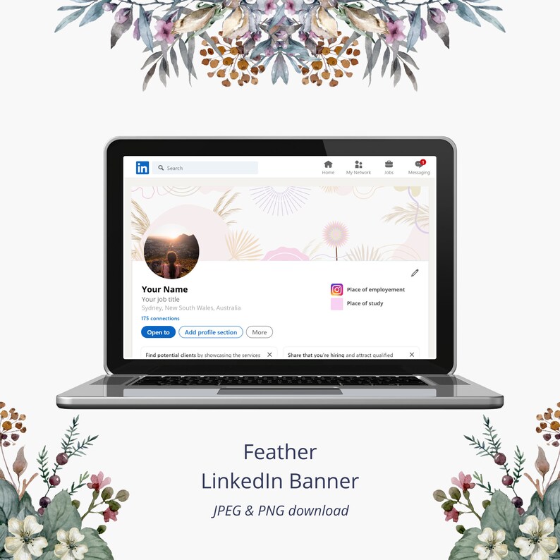 Abstract Feather Linkedin Banner - Etsy