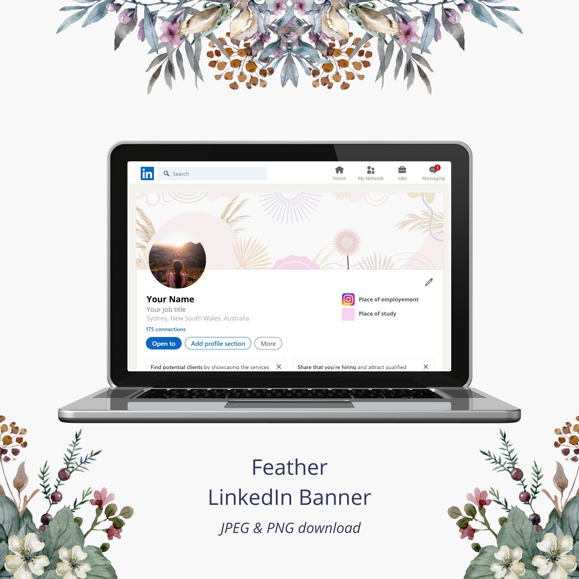 Abstract Feather Linkedin Banner - Etsy