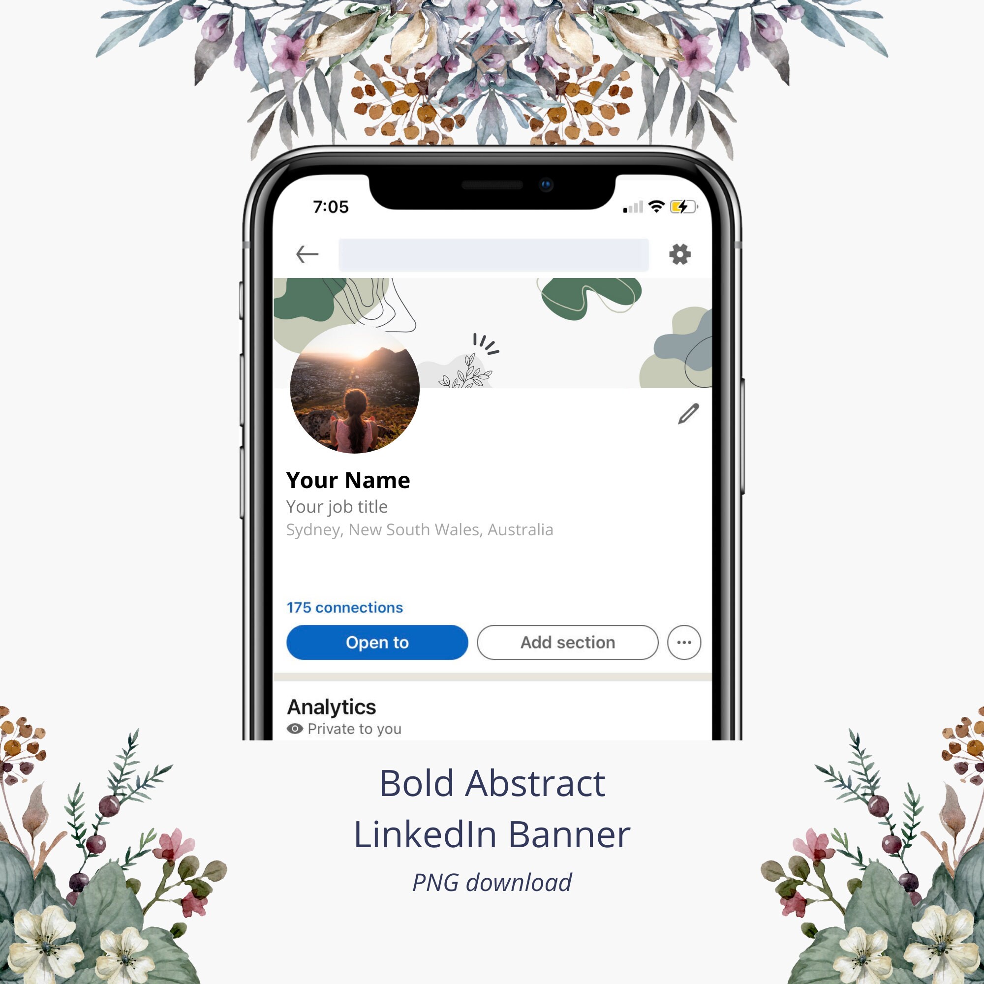 Natural Leaf Linkedin Banner - Etsy