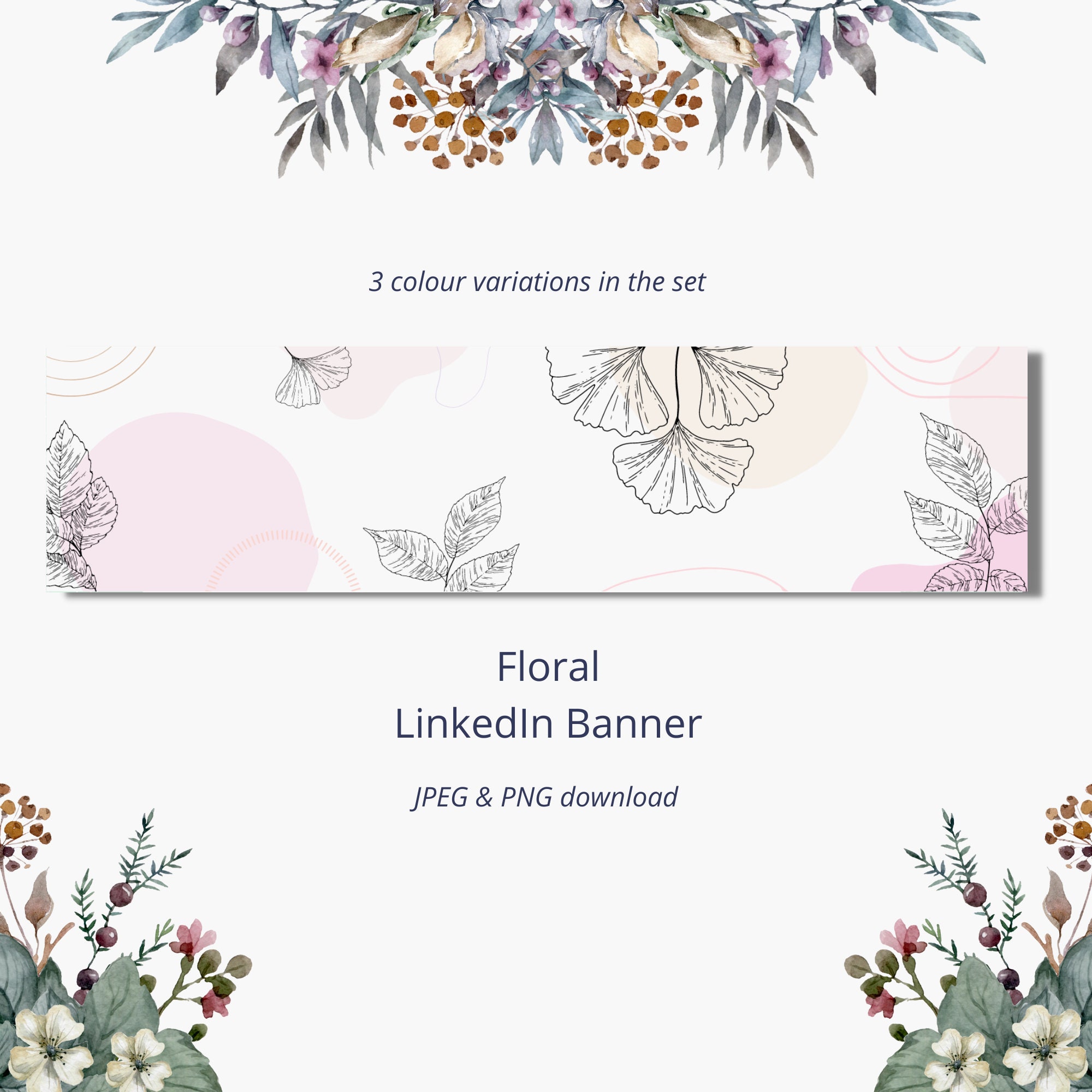 Abstract Floral Linkedin Banner - Etsy