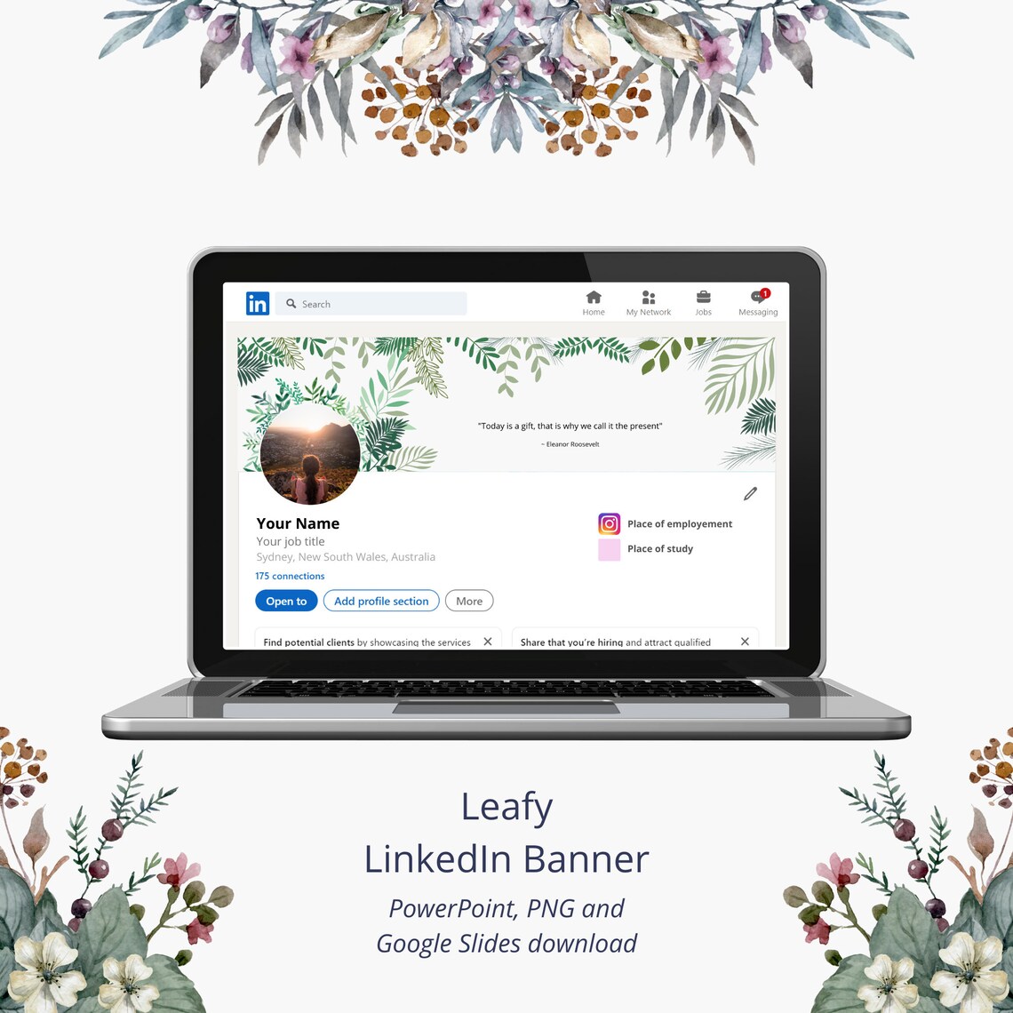 Natural Leaf Linkedin Banner - Etsy