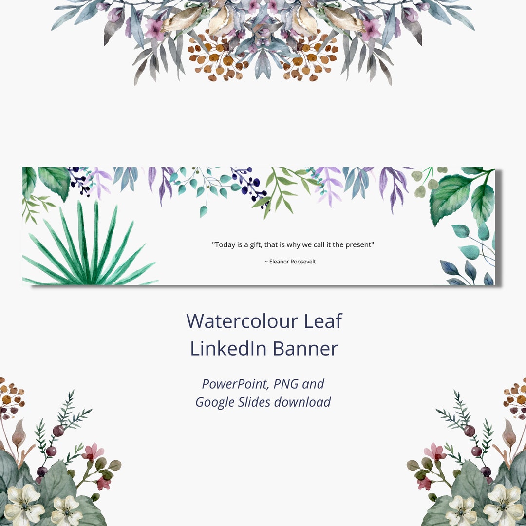 Watercolour Leaf Linkedin Banner - Etsy