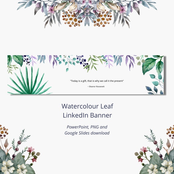 Watercolour Leaf Linkedin Banner | Etsy
