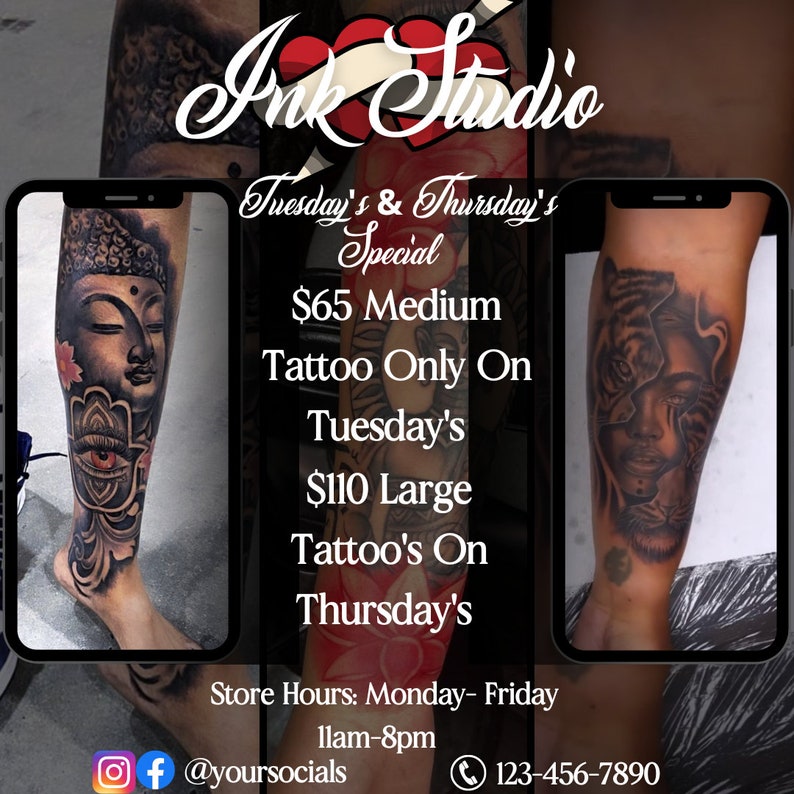 Tattoos Sale Flyer / Tattoo Special / Tattoo Artist / DIY Flyer ...
