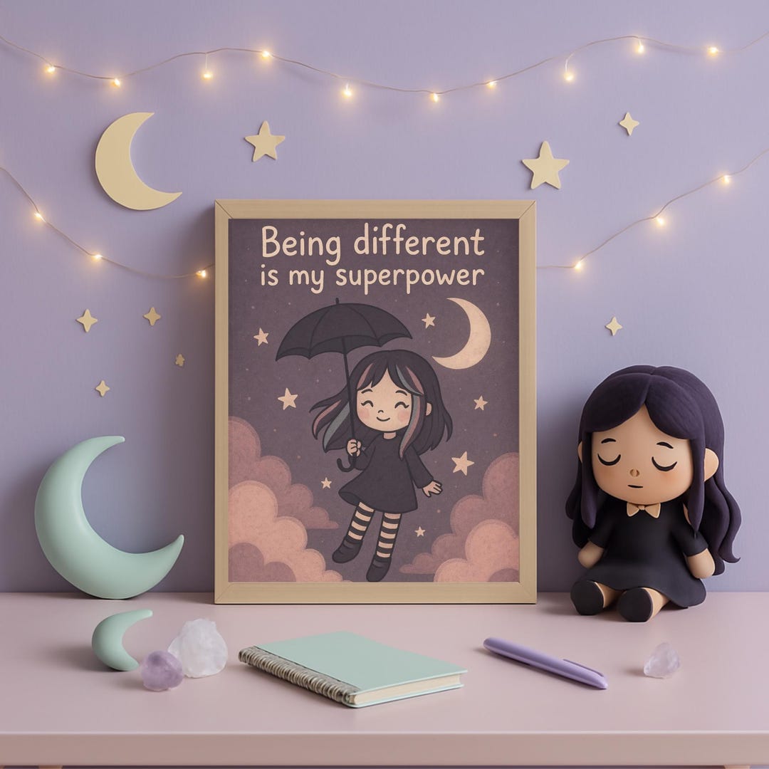 Neurodivergent Kids Affirmation Wall Art – Being Different is My ...