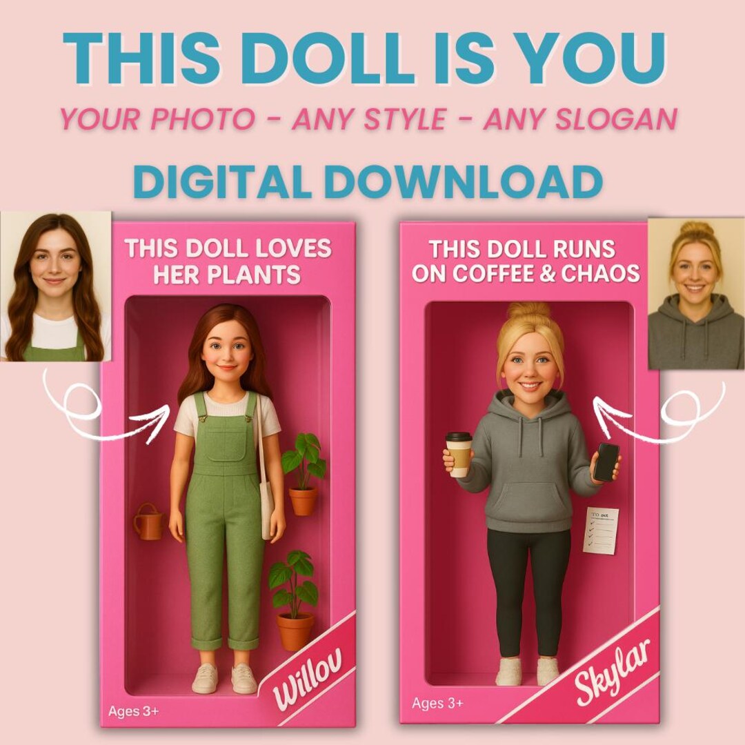 Custom Barbie Style Doll Portrait | Turn Your Photo Into a Boxed ...