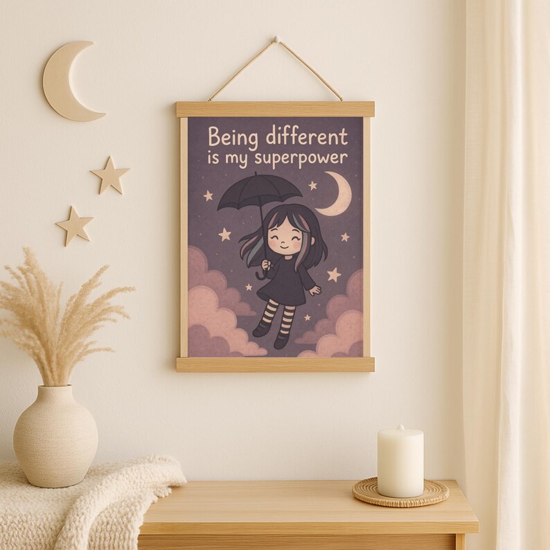 Neurodivergent Kids Affirmation Wall Art – Being Different is My ...
