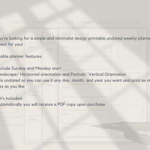 Weekly Planner Printable to Do List Minimalist Vertical Portrait ...