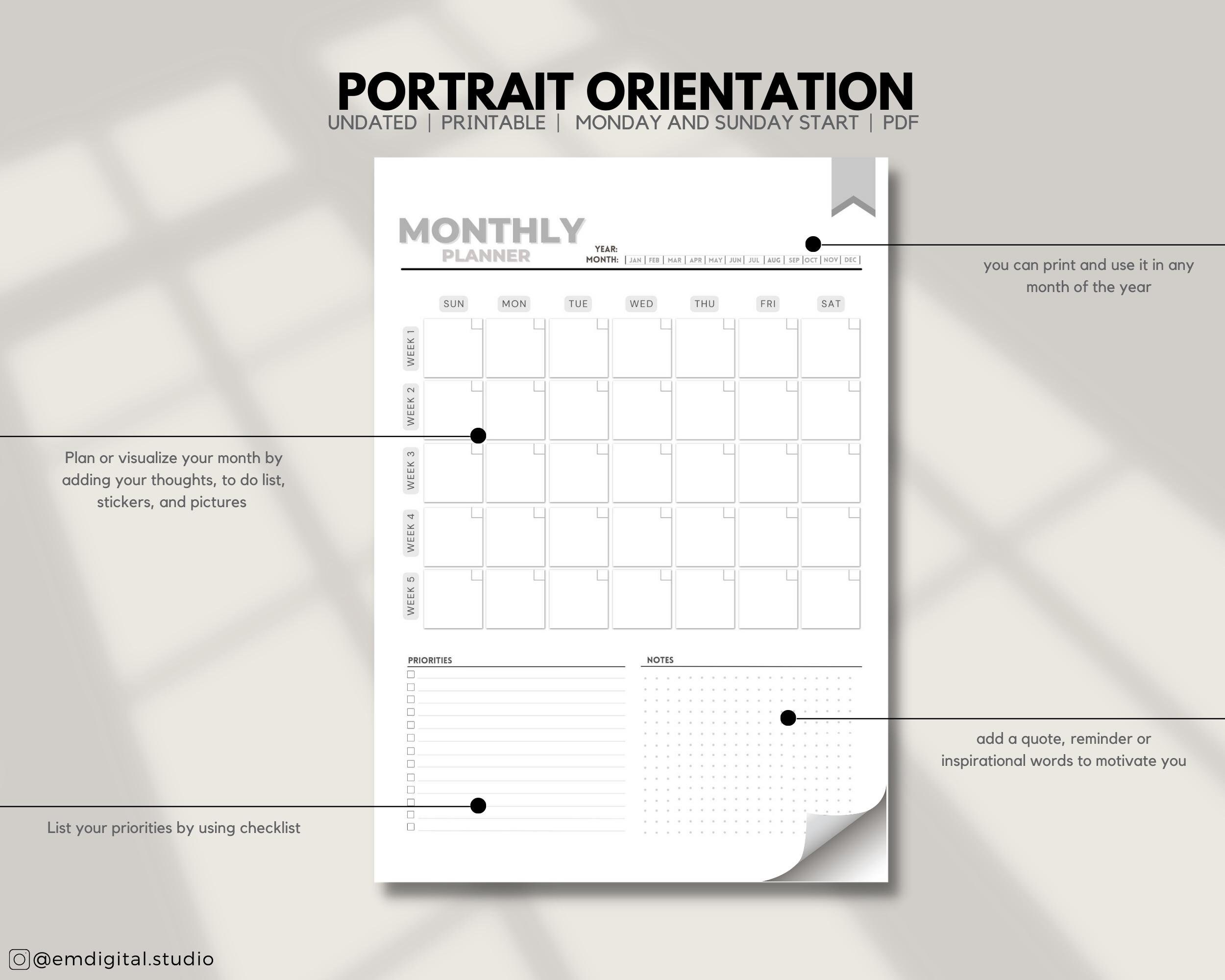 Monthly Planner Printable | Monthly Overview | Monthly Schedule | to Do ...
