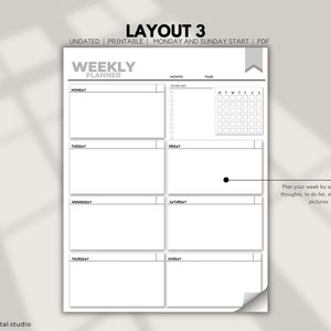 Weekly Planner Printable to Do List Minimalist Vertical Portrait ...