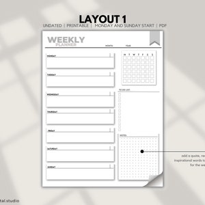 Weekly Planner Printable to Do List Minimalist Vertical Portrait ...