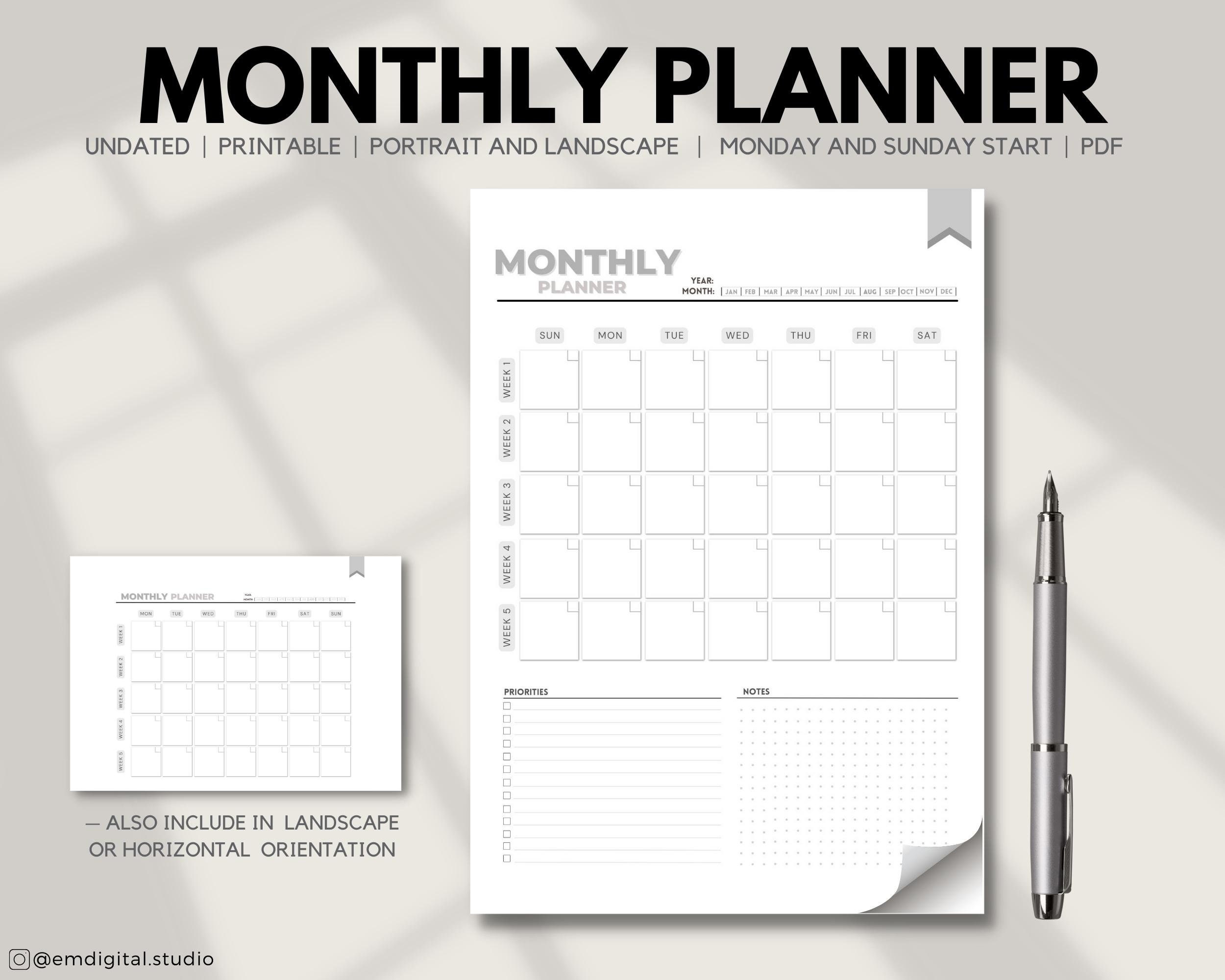 Monthly Planner Printable | Monthly Overview | Monthly Schedule | to Do ...