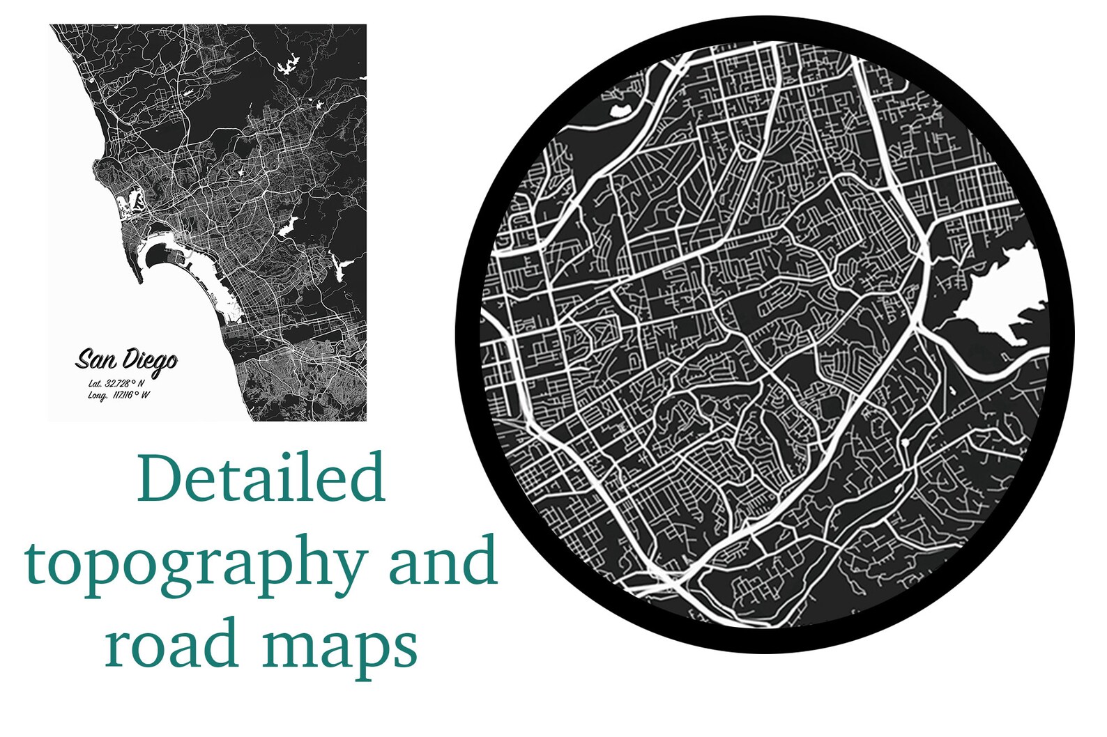 3D Monochromatic Topographical Map of San Diego Perfect for Your ...