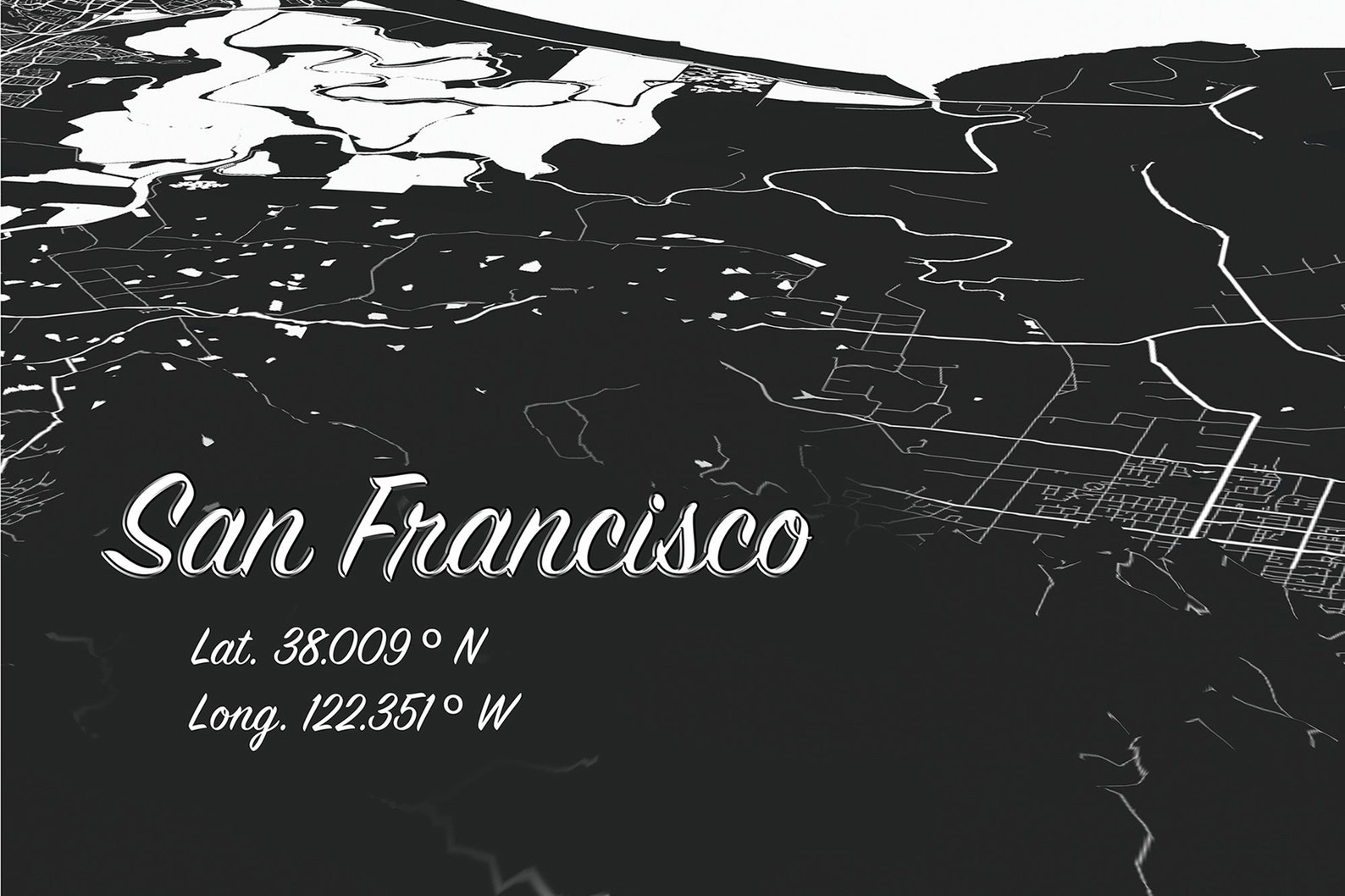 3D Monochromatic Topographical Map of San Francisco for Your ...
