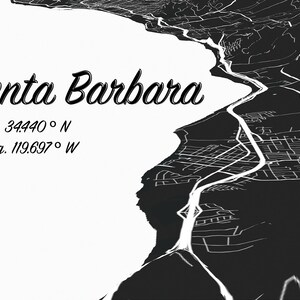 3D Monochromatic Topographical Map of Santa Barbara for Your ...