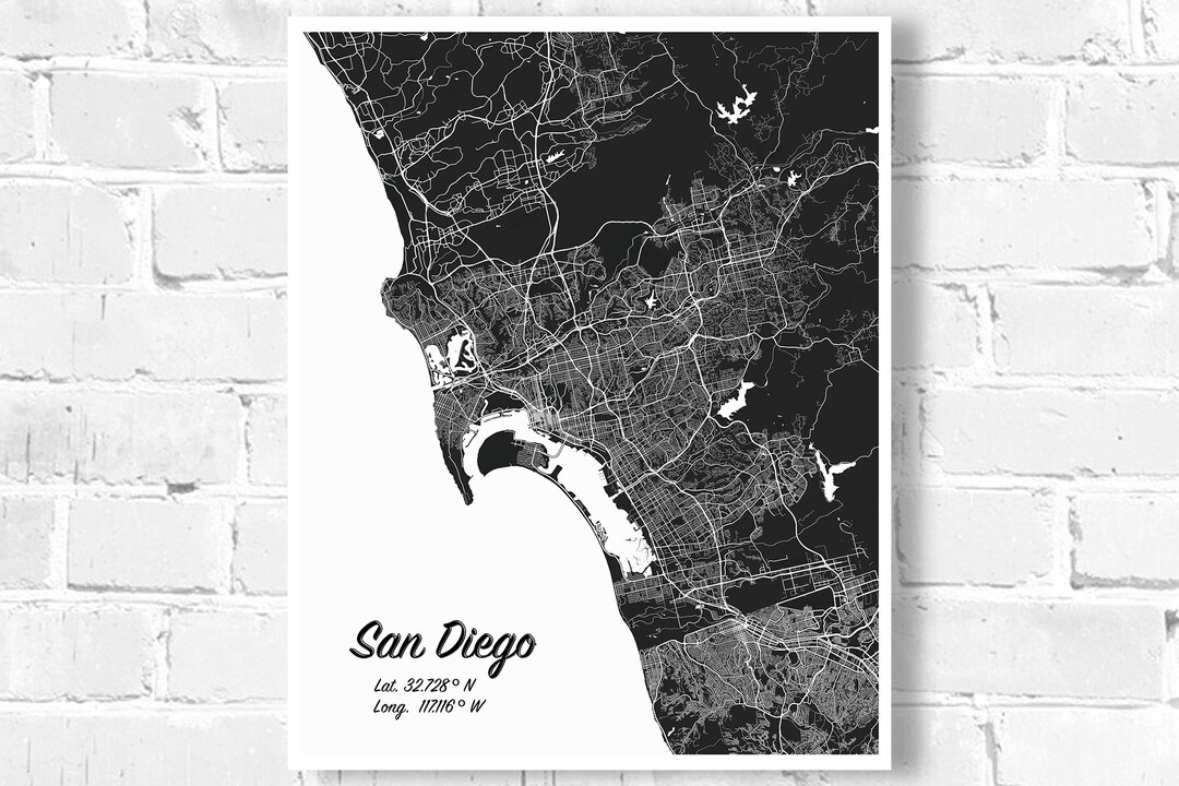 3D Monochromatic Topographical Map of San Diego Perfect for Your ...