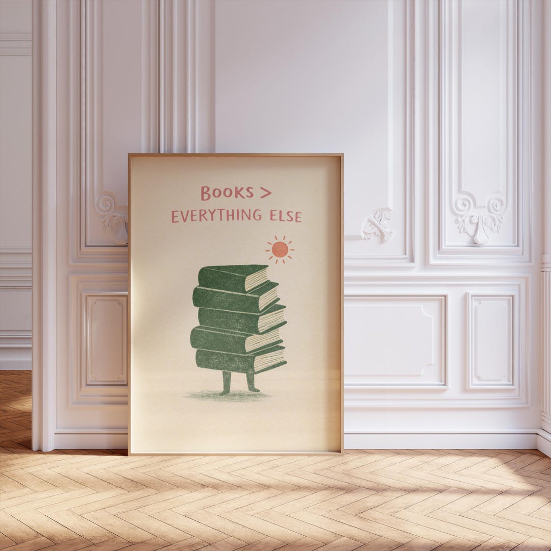 Books Poster, Gift, Vintage Wall Art, Reading Nook Decor, Literary ...