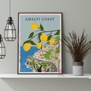 Retro Amalfi Coast Print, Italy Travel Poster, Sfusato Amalfitano Wall ...