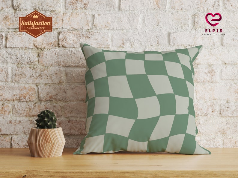Sage Green Checkered Pillow, Sage Checkered Decor, Green Checkerboard ...
