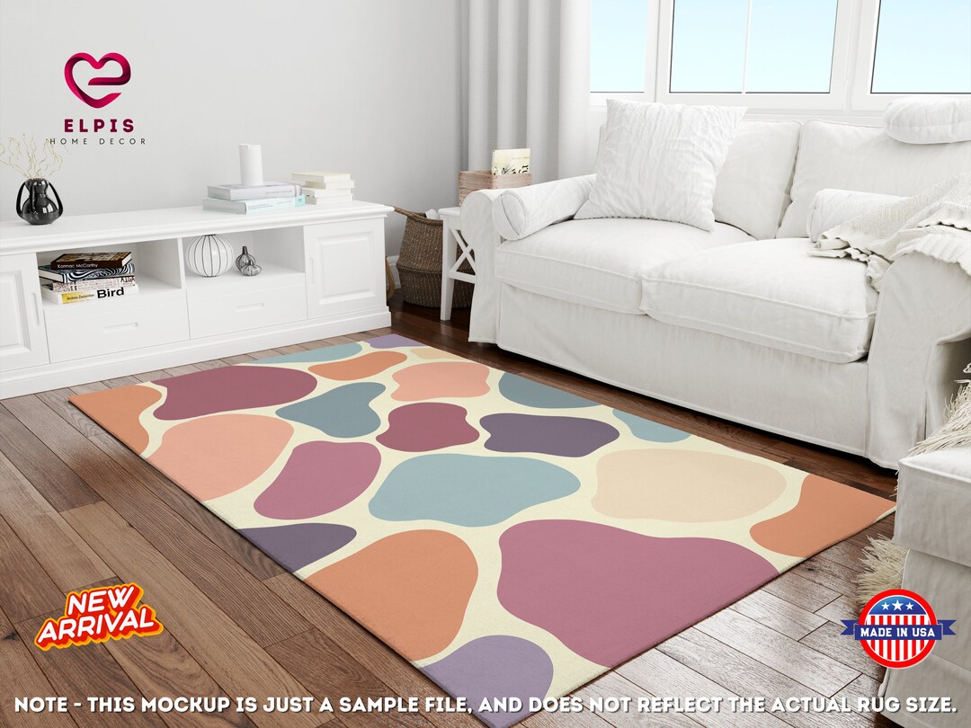 Indie Room Aesthetic Rug, Danish Pastel Dorm Room Decor, Beige Abstract ...