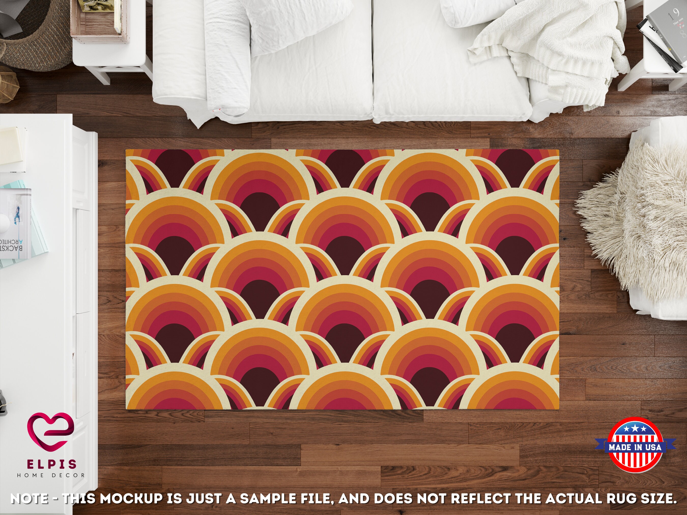 Groovy Retro 70s Area Rug, Orange Geometric Rug, Groovy Dorm Decor ...