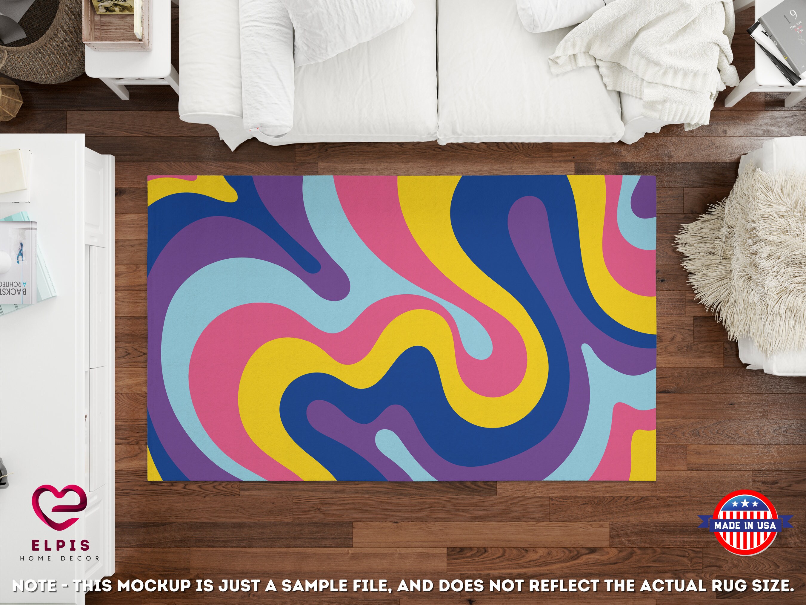 Wavy Hypebeast Rug, Hypebeast Decor Area Rug, 70s Style Groovy Rug, Y2k ...