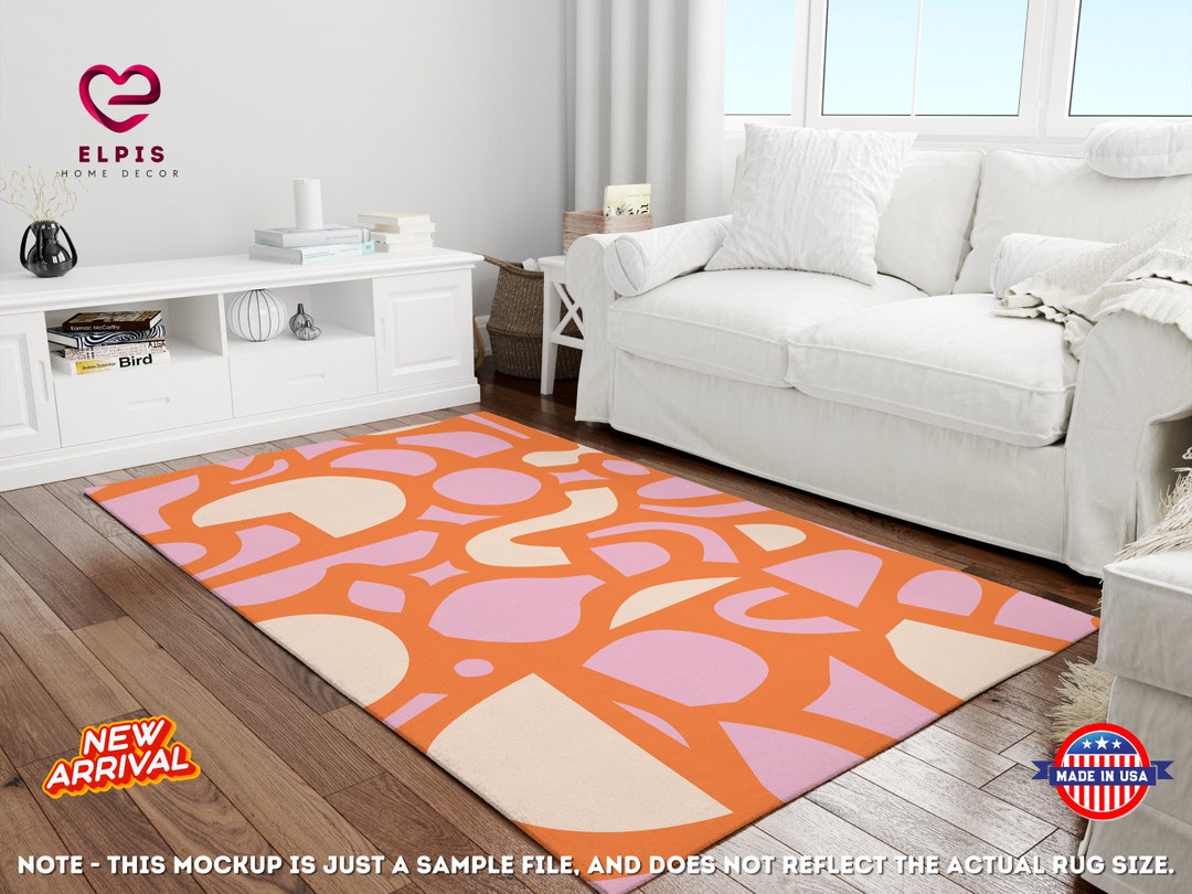 80s Aesthetic Rug, Pink and Orange Funky Rug, Danish Pastel Decor, Y2k ...