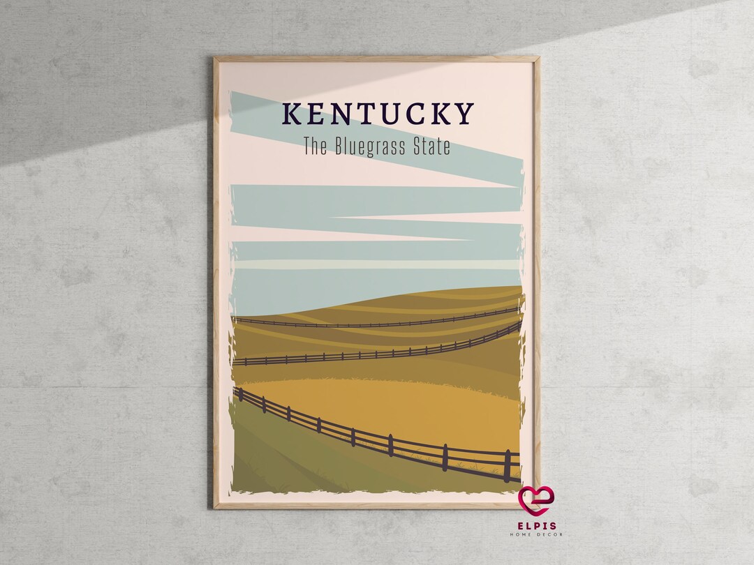 Retro Kentucky Poster – Bluegrass State Print, Kentucky Travel Gift ...