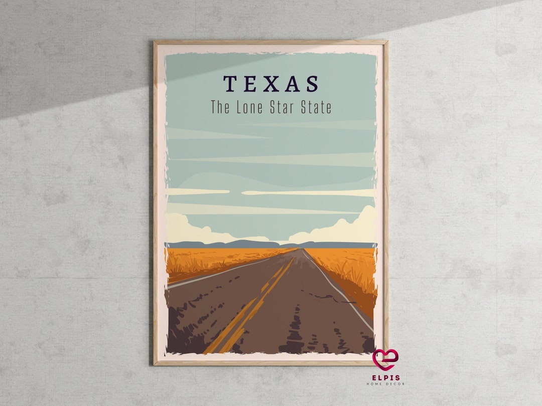 Retro Texas Poster, Texas Travel Gift, Lone Star Wall Art, Vintage ...