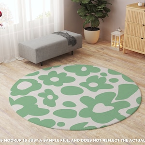 Groovy Sage Green Flower Rug, Trippy Danish Pastel Room Decor, 70s ...