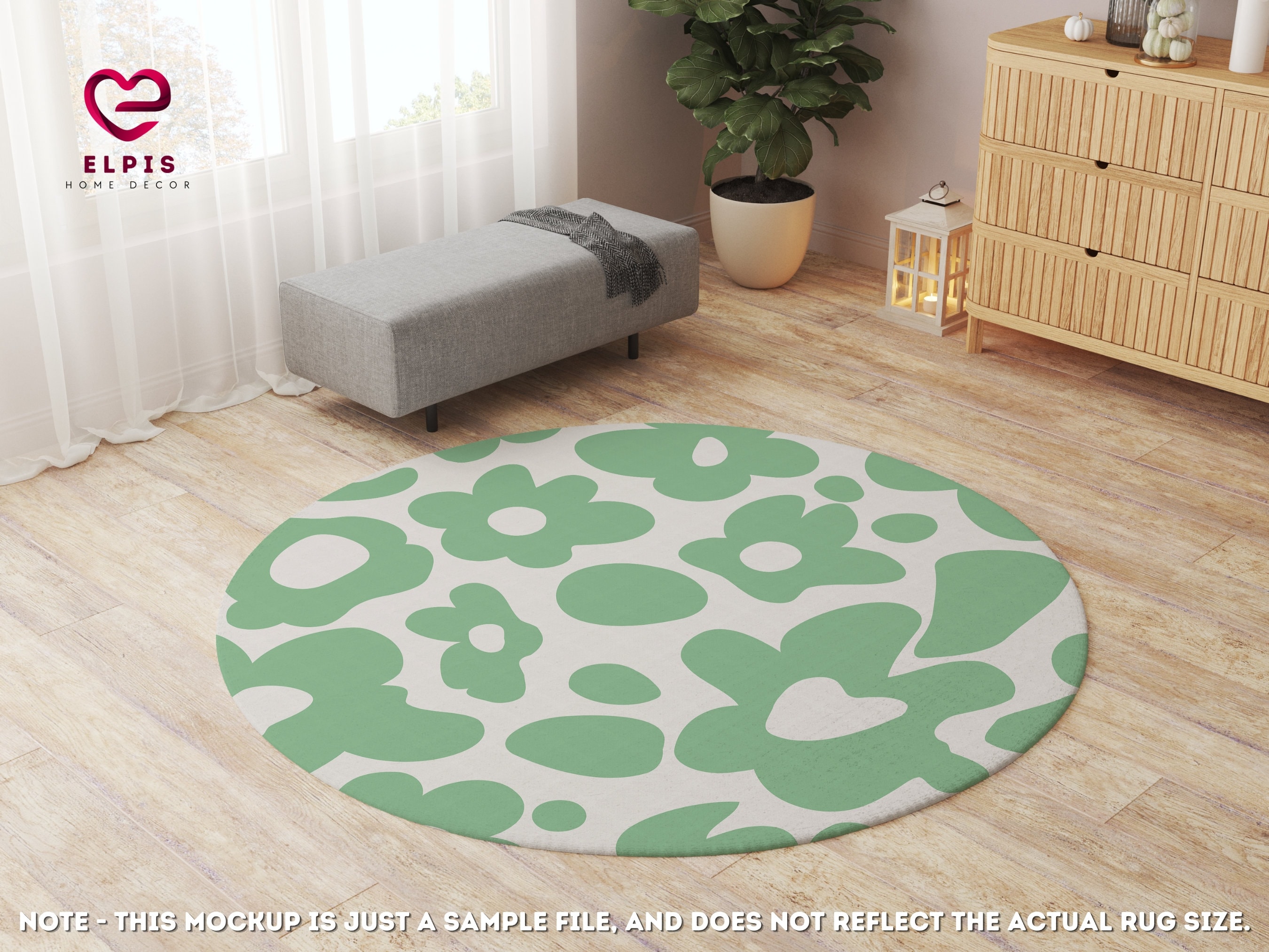 Groovy Sage Green Flower Rug, Trippy Danish Pastel Room Decor, 70s ...