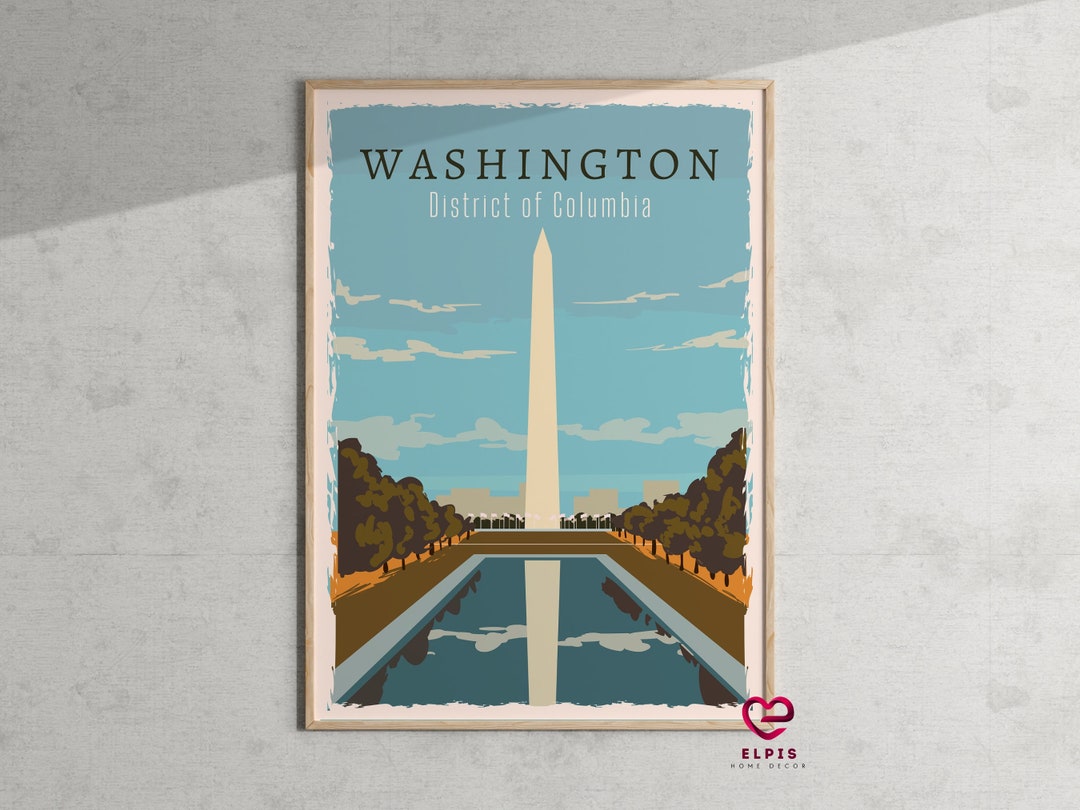 Retro Washington DC Poster, Washington Monument Wall Art, Nation Mall ...