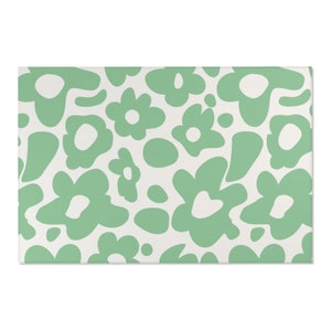 Groovy Sage Green Flower Rug Trippy Danish Pastel Room Decor - Etsy