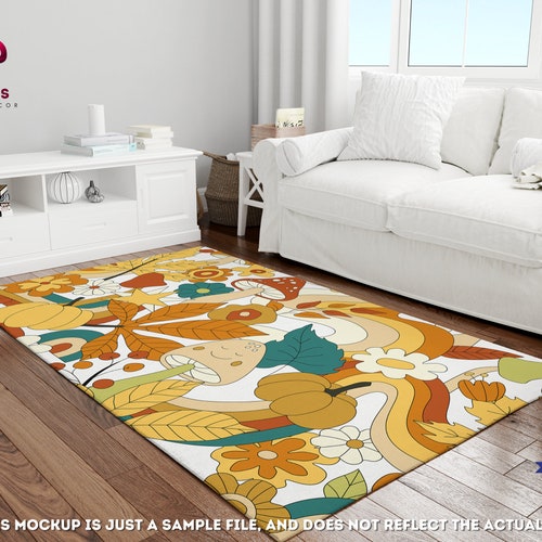 Floral 70s Style Area Rug Daisies Flower Carpet Retro 70s - Etsy