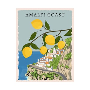 Retro Amalfi Coast Print, Italy Travel Poster, Sfusato Amalfitano Wall ...