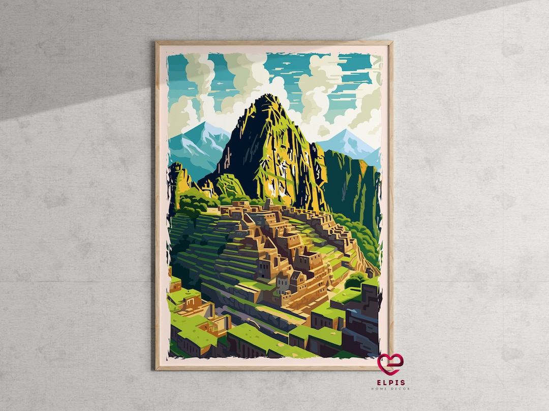 Retro Machu Picchu Print, Peru Travel Gift, Vintage Peruvian Wall Art ...