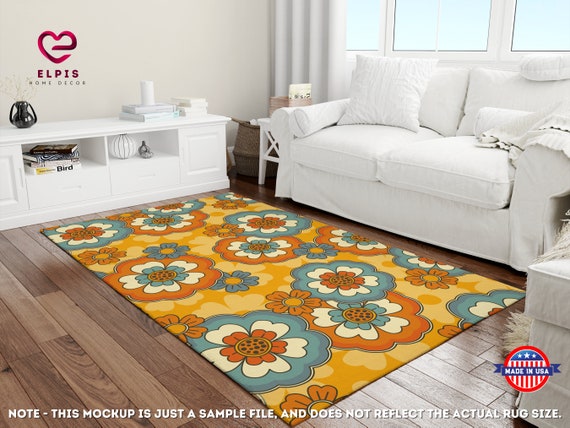 70s Style Groovy Flower Rug Retro Area Rug 70s Rug Retro - Etsy