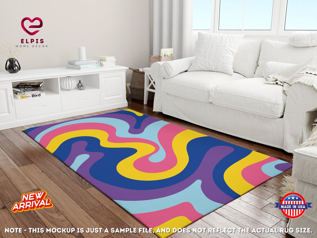 Wavy Hypebeast Rug, Hypebeast Decor Area Rug, 70s Style Groovy Rug, Y2k ...