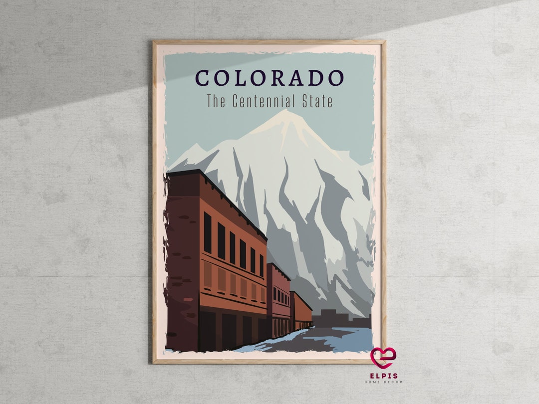 Retro Colorado Poster, Colorado Travel Gift, Centennial State Wall Art ...