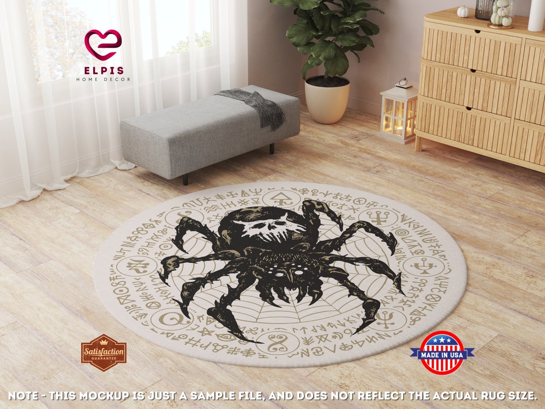 Round Black Spider Rug, Spider Web Area Rug, Mystical Spider Decor ...