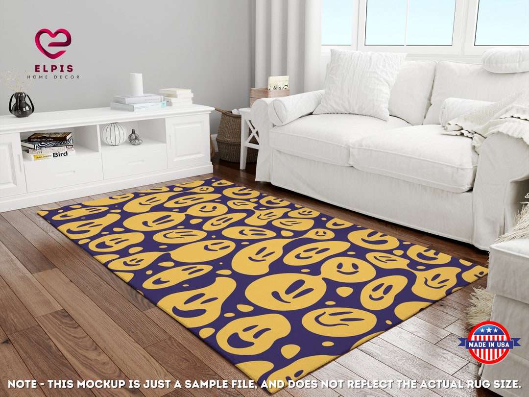 Smiley Face Trippy Area Rug, Psychedelic Rug, Groovy Home Decor ...