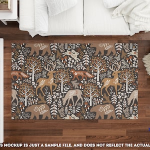 Scandinavian Woodland Animals Area Rug Swedish Norwegian Folk - Etsy