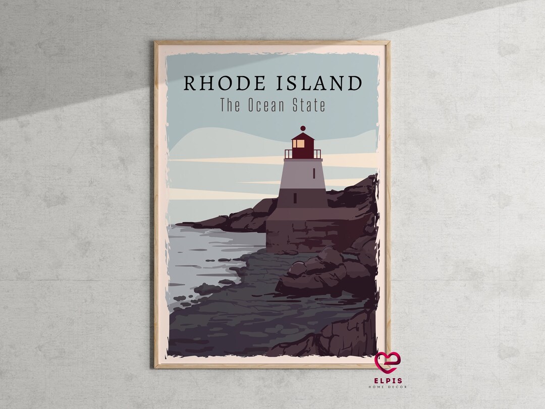Retro Rhode Island Poster, Rhode Island Travel Gift, Ocean State Wall ...