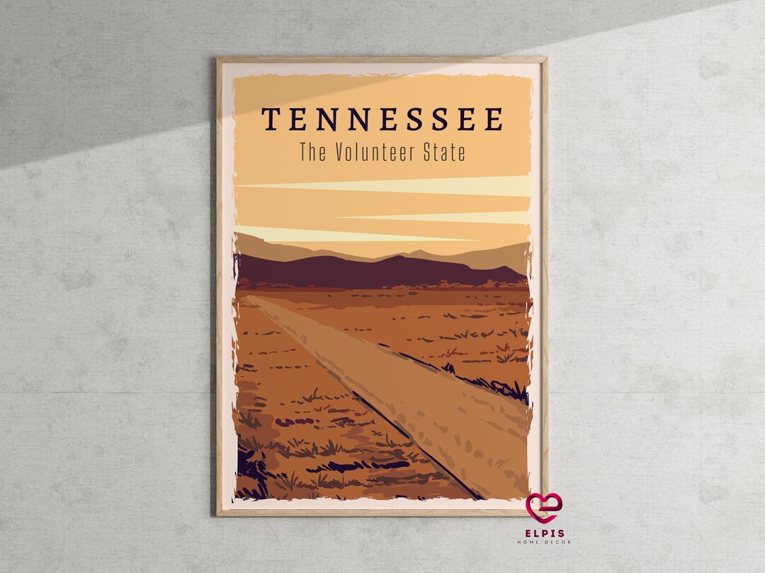 Retro Tennessee Poster, Tennessee Travel Gift, Volunteer State Wall Art ...