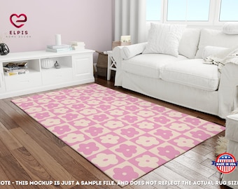 Y2k Danish Pastel Pink College Dorm Decor Area Rug, Pink Flower ...
